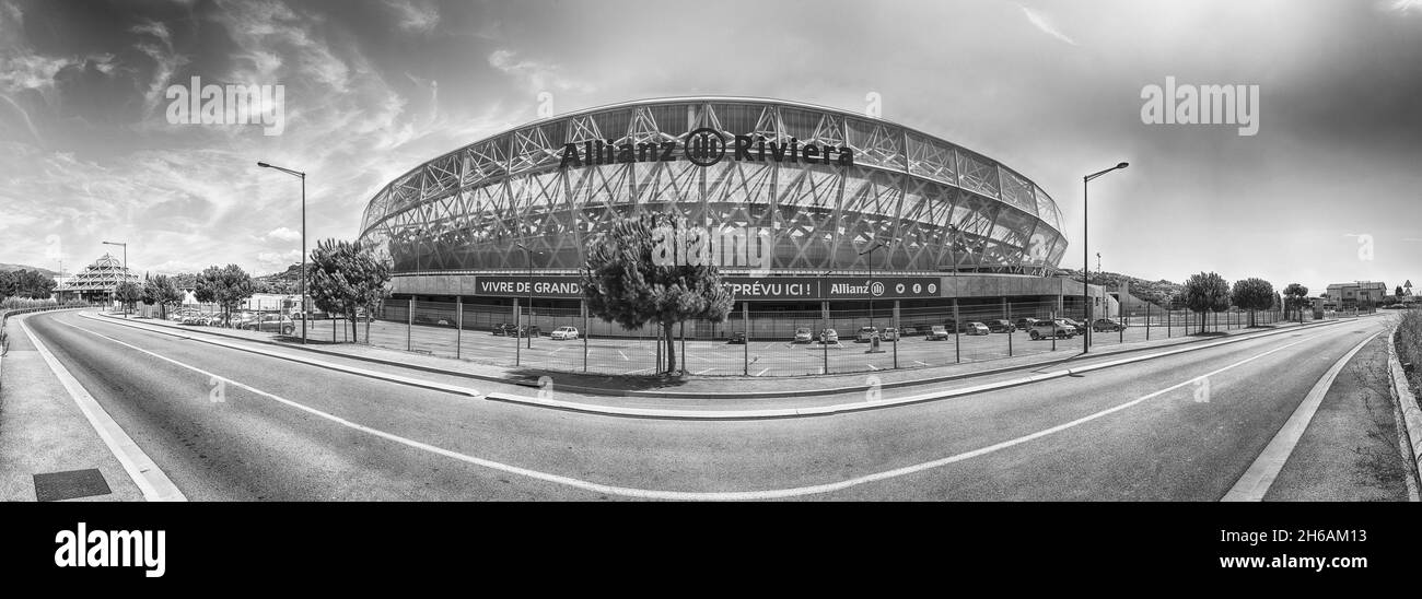 NICE, FRANCE - AUGUST 16: Exterior view of Allianz Riviera Stade de ...