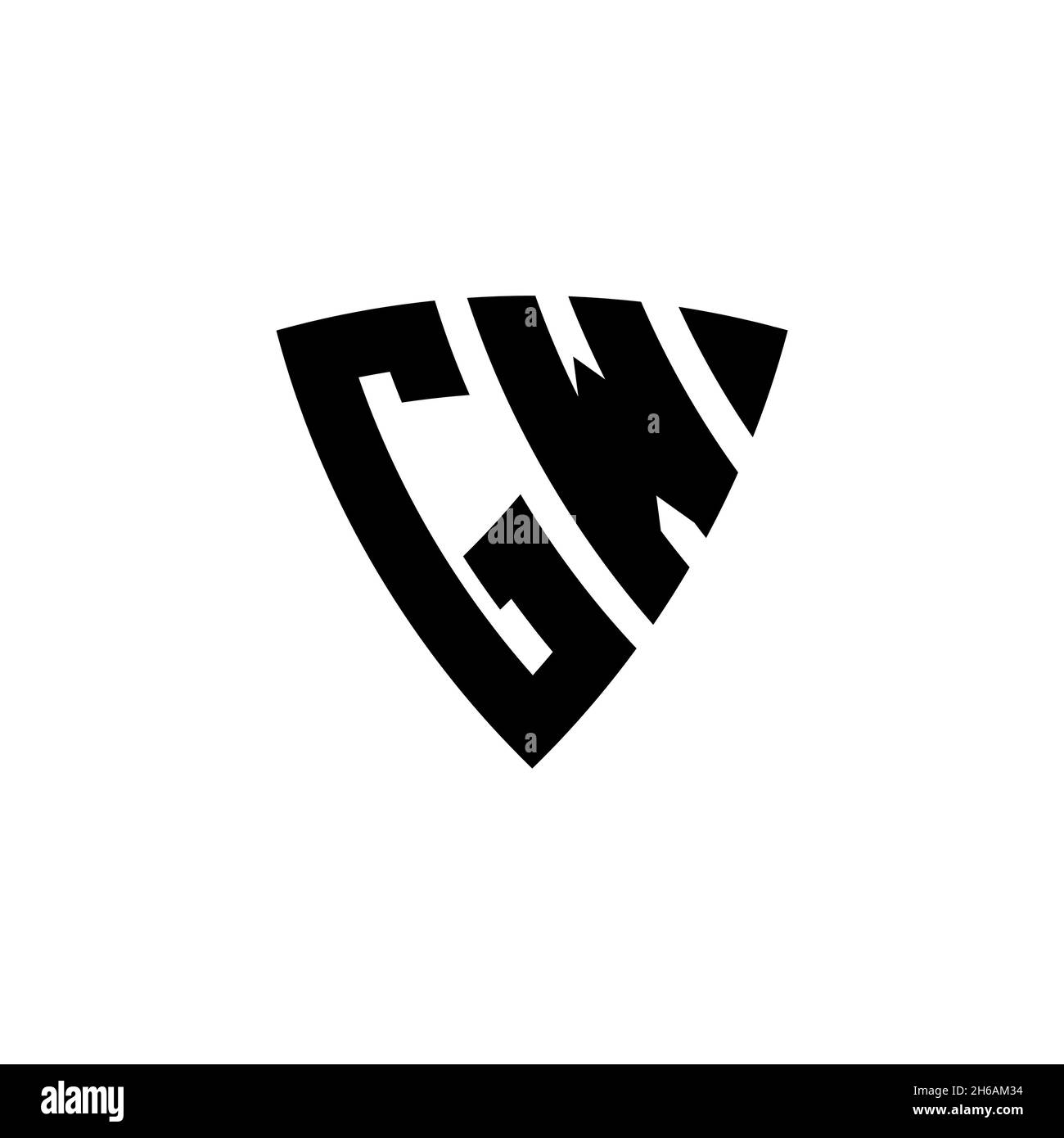 GW Monogram logo letter with triangle shield shape style design isolated on white background ...