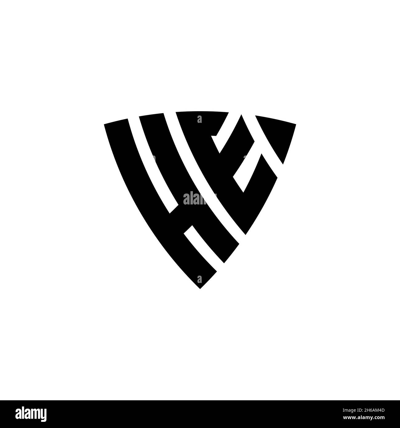 HE Monogram logo letter with triangle shield shape style design ...