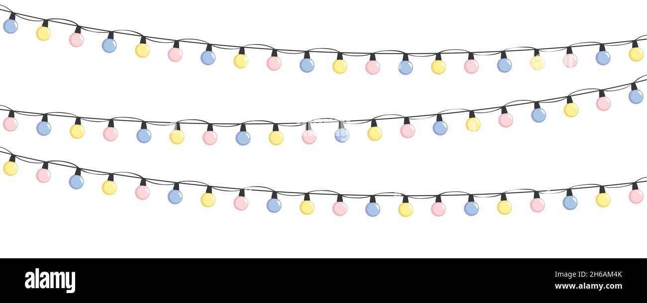 colorful fairy lights for christmas birthday and party isolated on ...