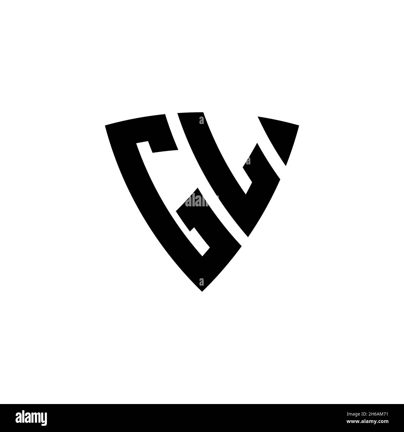 GL Monogram logo letter with triangle shield shape style design ...
