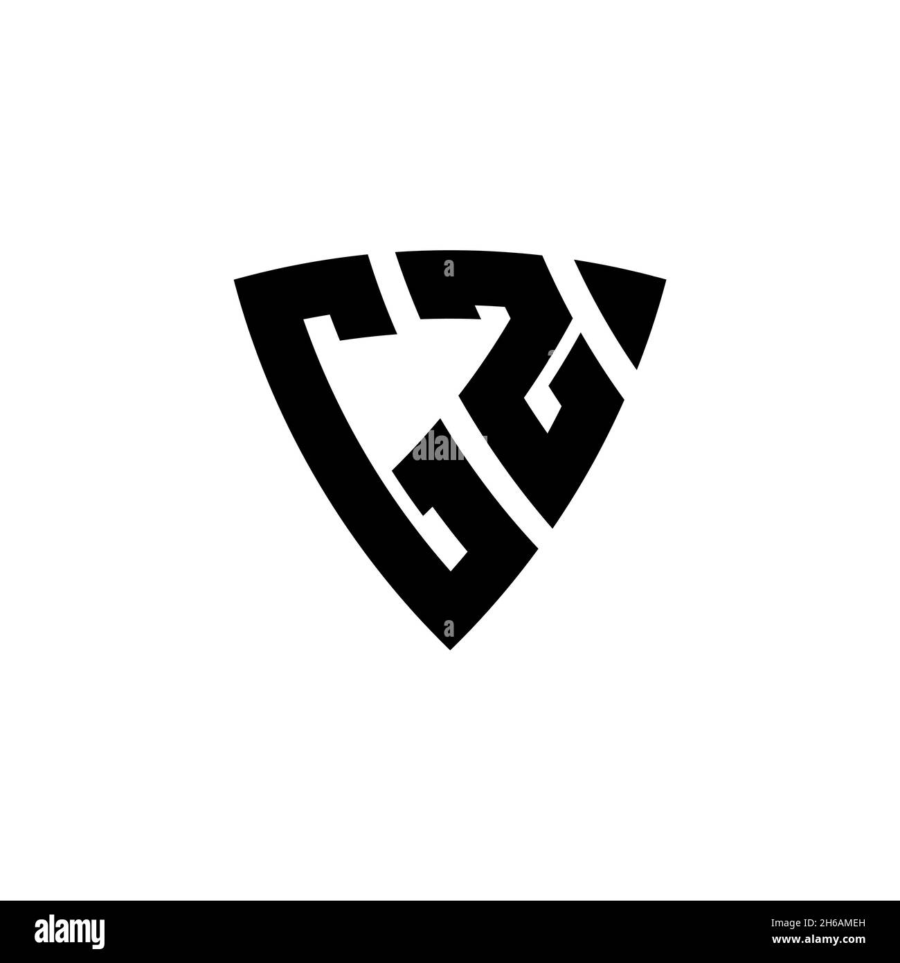GZ Monogram logo letter with triangle shield shape style design isolated on white background ...