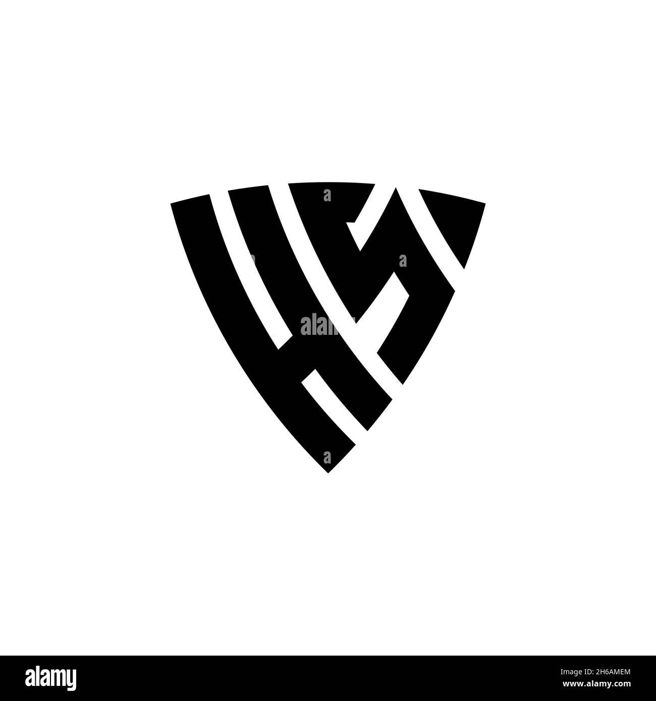 HS Monogram logo letter with triangle shield shape style design ...