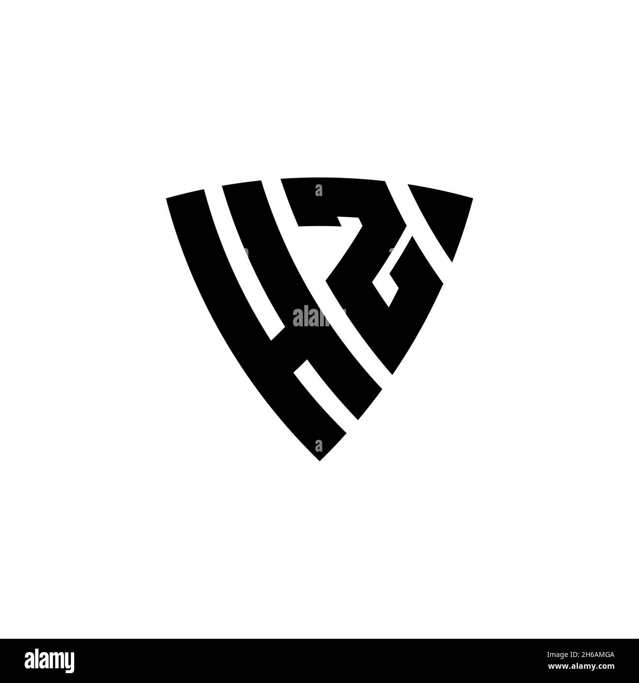 HZ Monogram logo letter with triangle shield shape style design ...