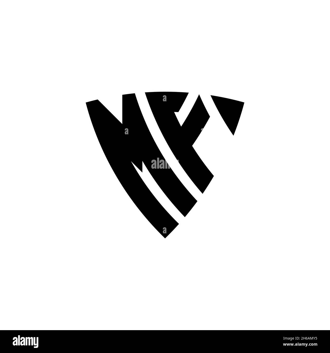 MF Monogram logo letter with triangle shield shape style design ...