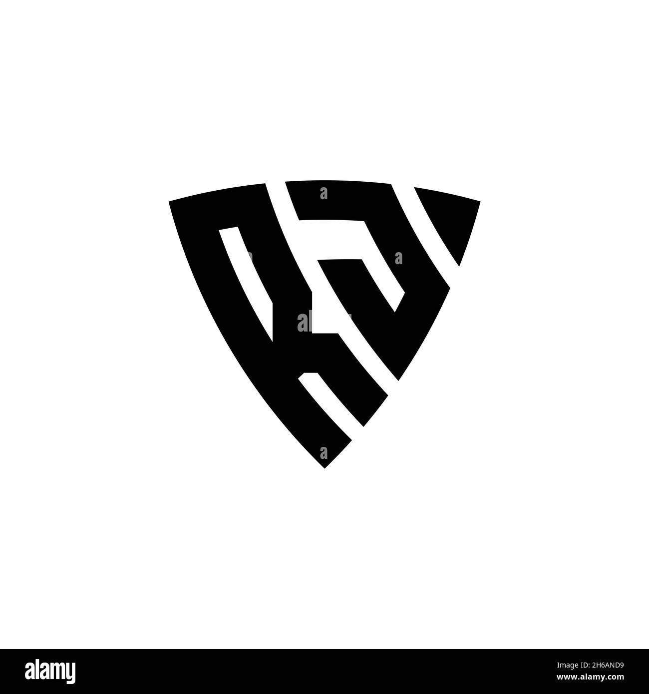 RJ Monogram logo letter with triangle shield shape style design ...