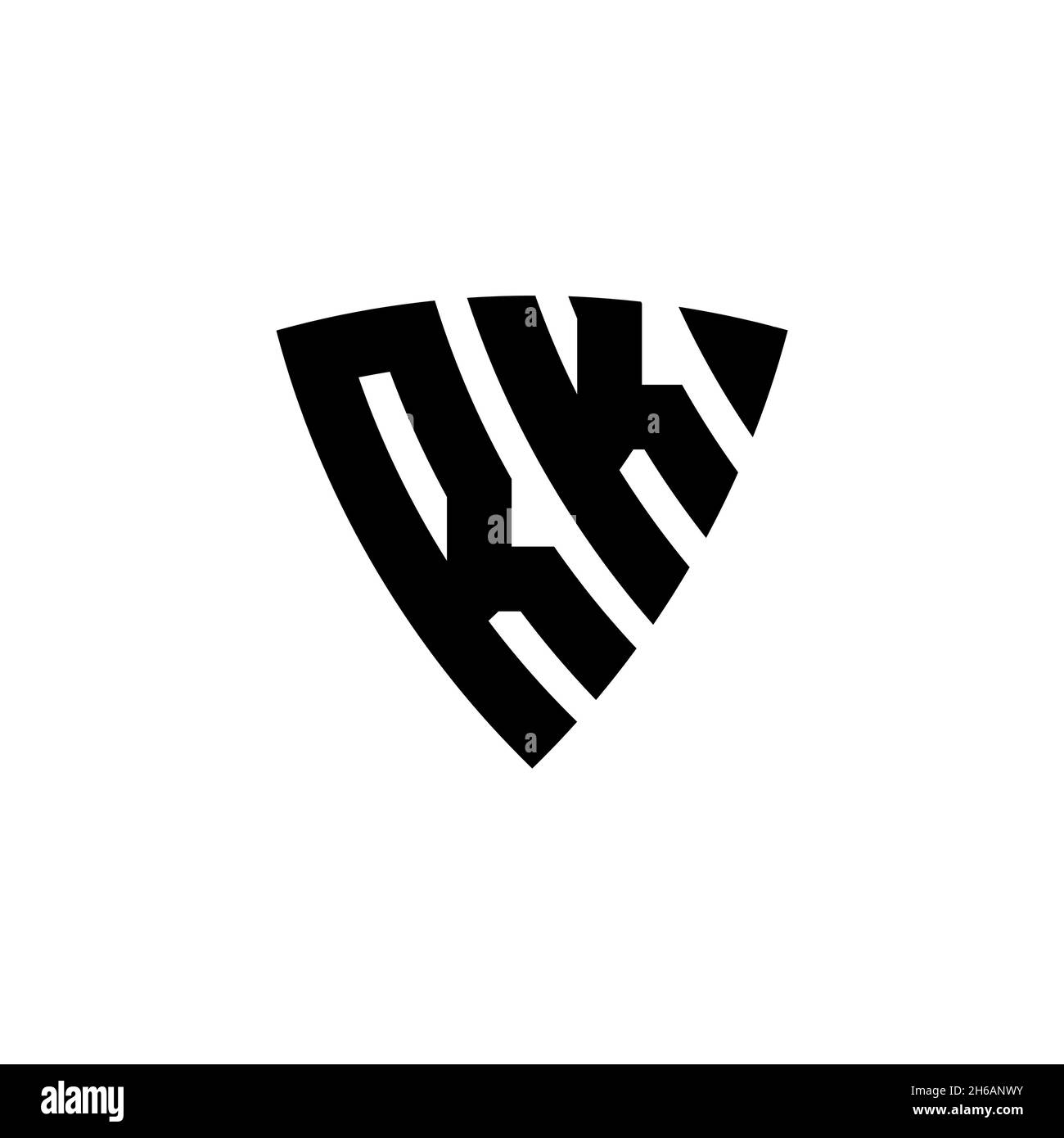 RK Monogram logo letter with triangle shield shape style design ...