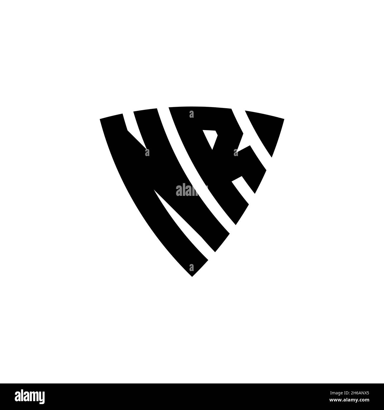 NR Monogram logo letter with triangle shield shape style design isolated on white background ...