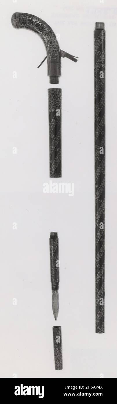 Combined Walking-Cane, Gun, Pistol, Sword, and Dagger, India ...