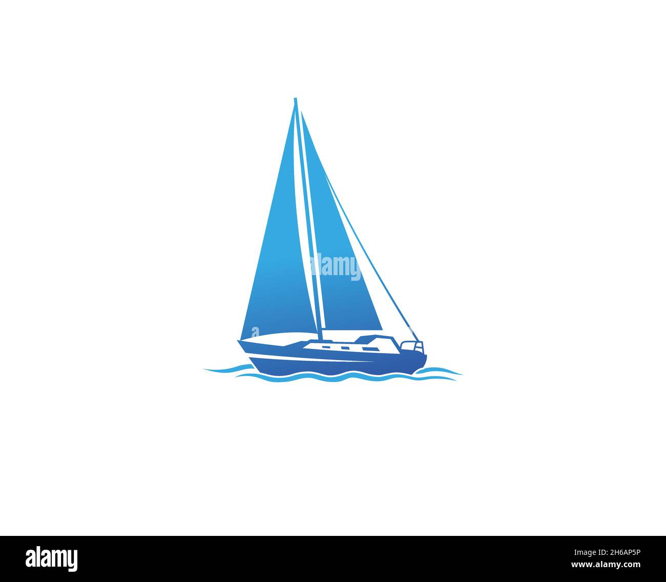 Creative Blue Yacht Boat Logo Design Vector Symbol Illustration Stock ...