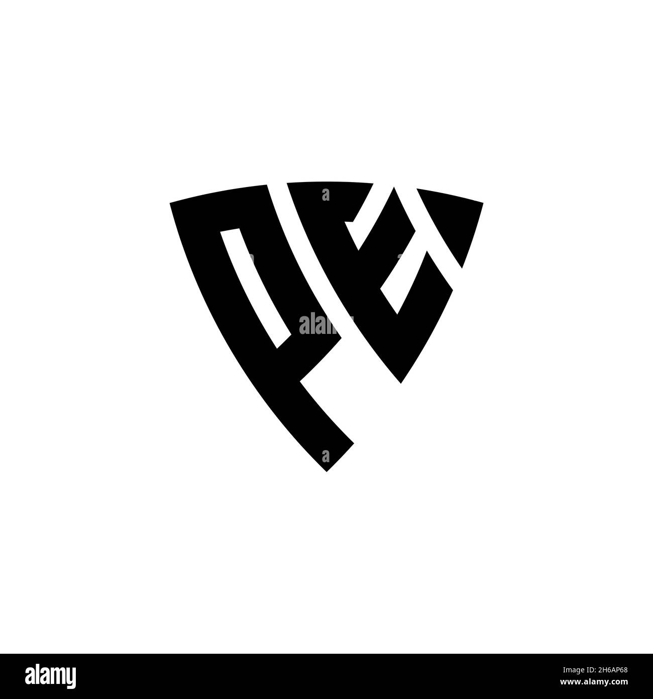PE Monogram logo letter with triangle shield shape style design ...