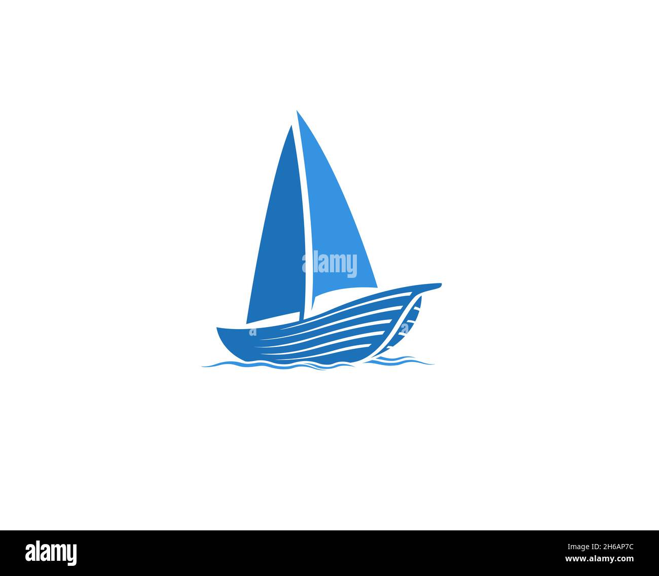 Creative Blue Yacht Boat Logo Design Vector Symbol Illustration Stock ...