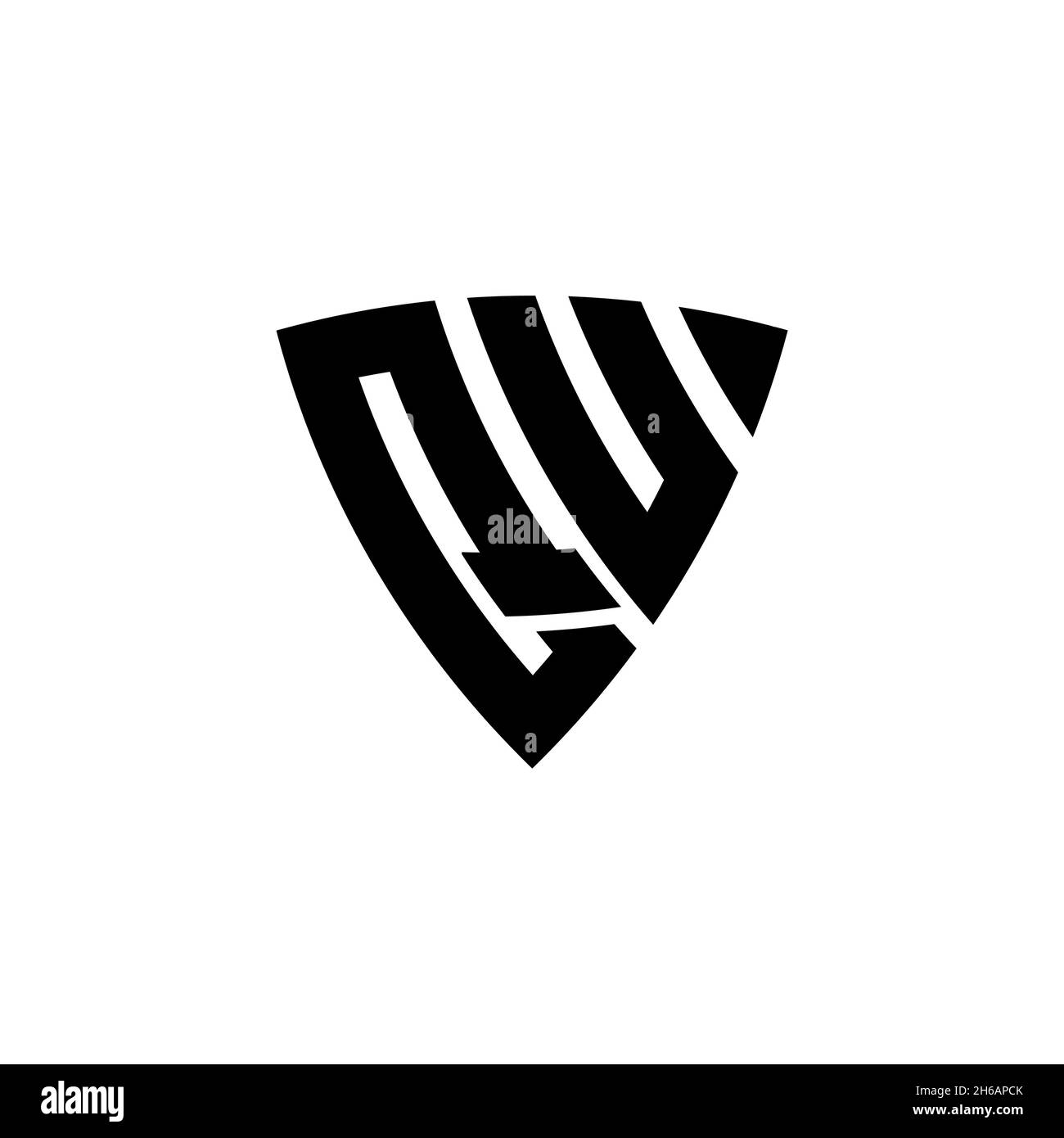 QU Monogram logo letter with triangle shield shape style design isolated on white background ...