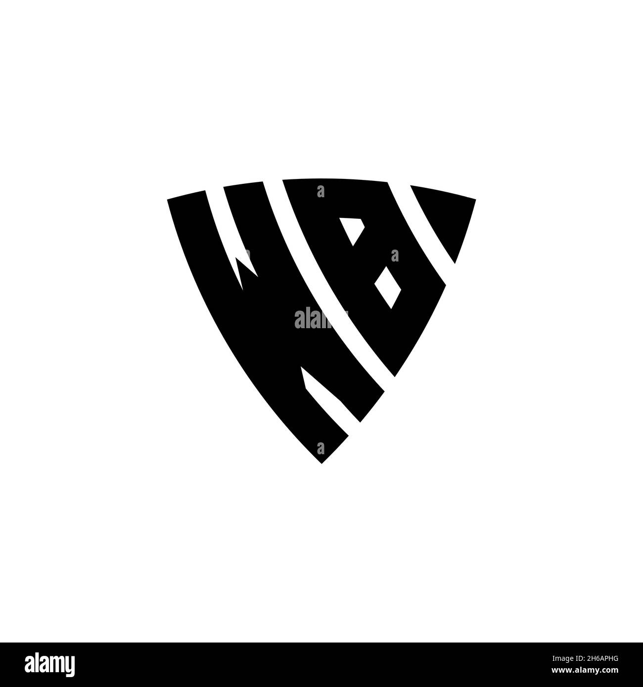 WB Monogram logo letter with triangle shield shape style design ...