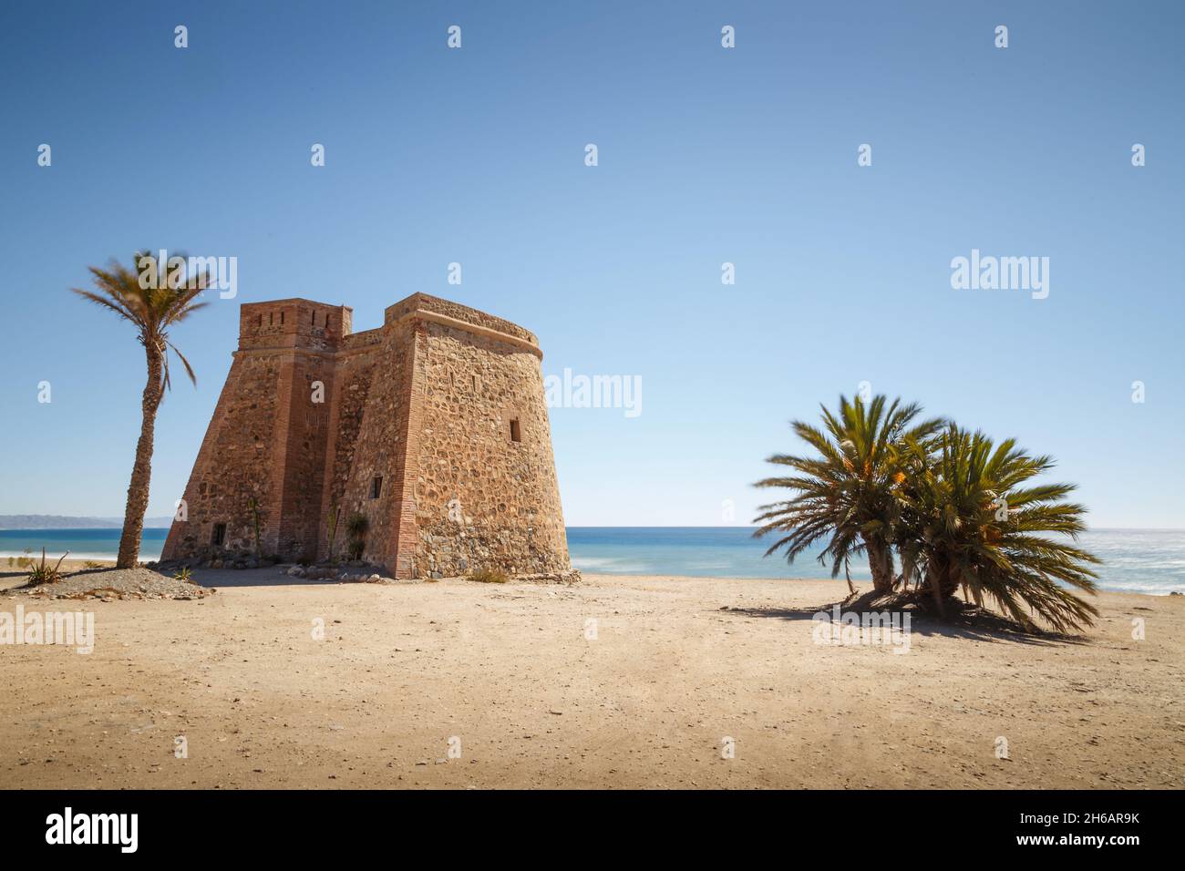 A beautiful shot of the beach in Almeria, Spain during the day Stock ...