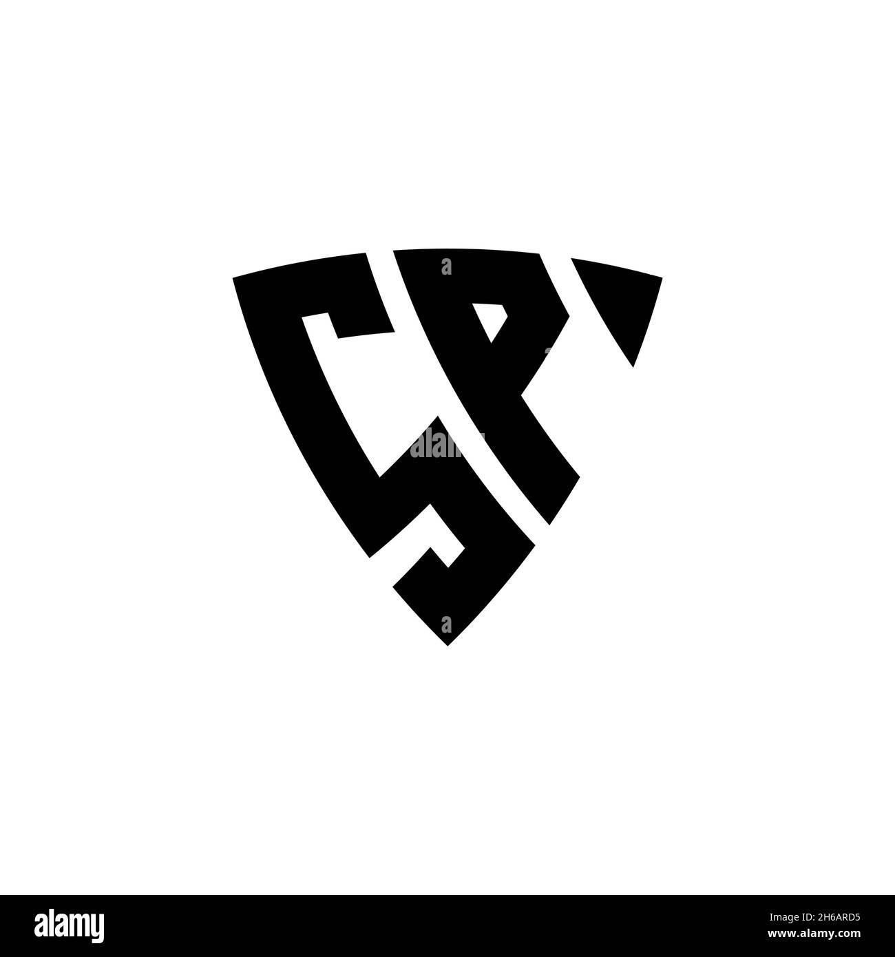 SP Monogram logo letter with triangle shield shape style design isolated on white background ...