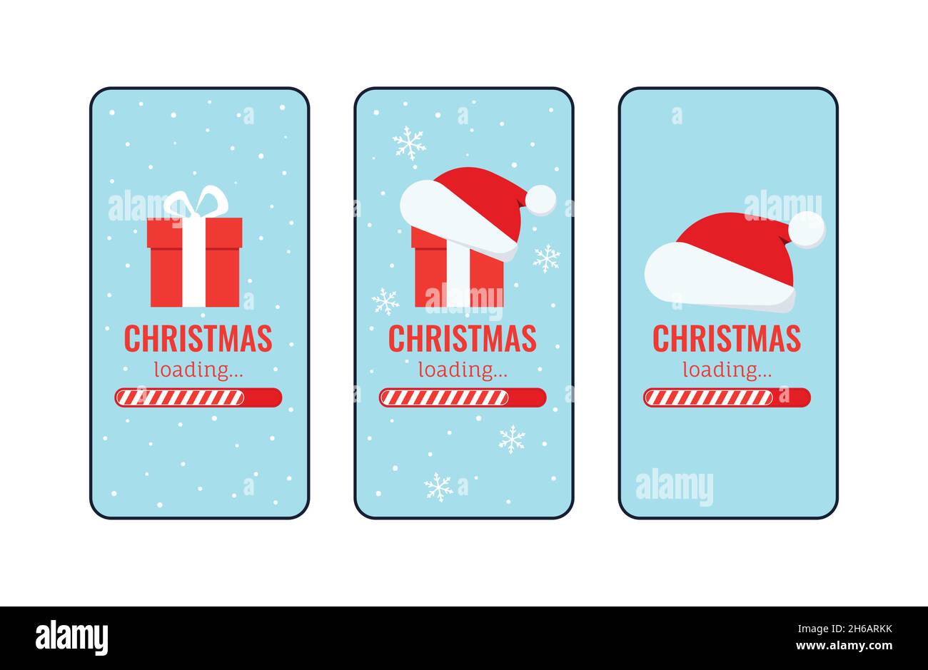Christmas countdown bar on phone screen set vector illustration Stock ...