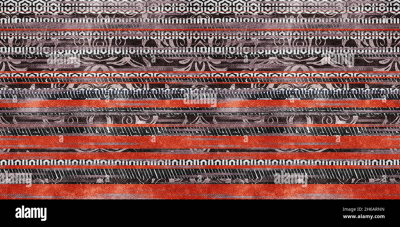 Seamless tribal ethnic stripe grungy border surface pattern design for ...