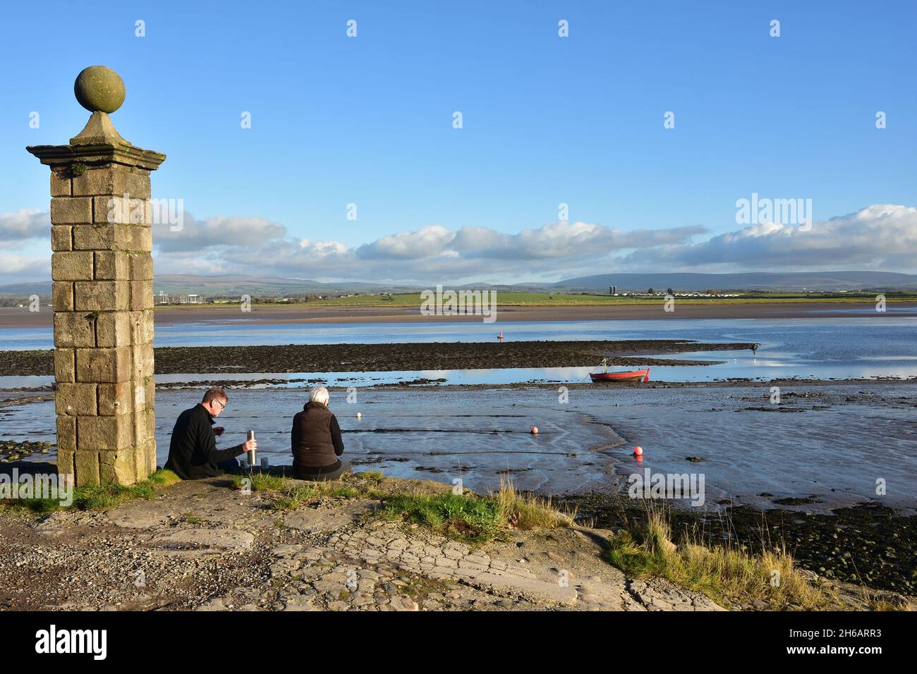 People looking at the view, Sunderland Point, Autumn sunshine ...