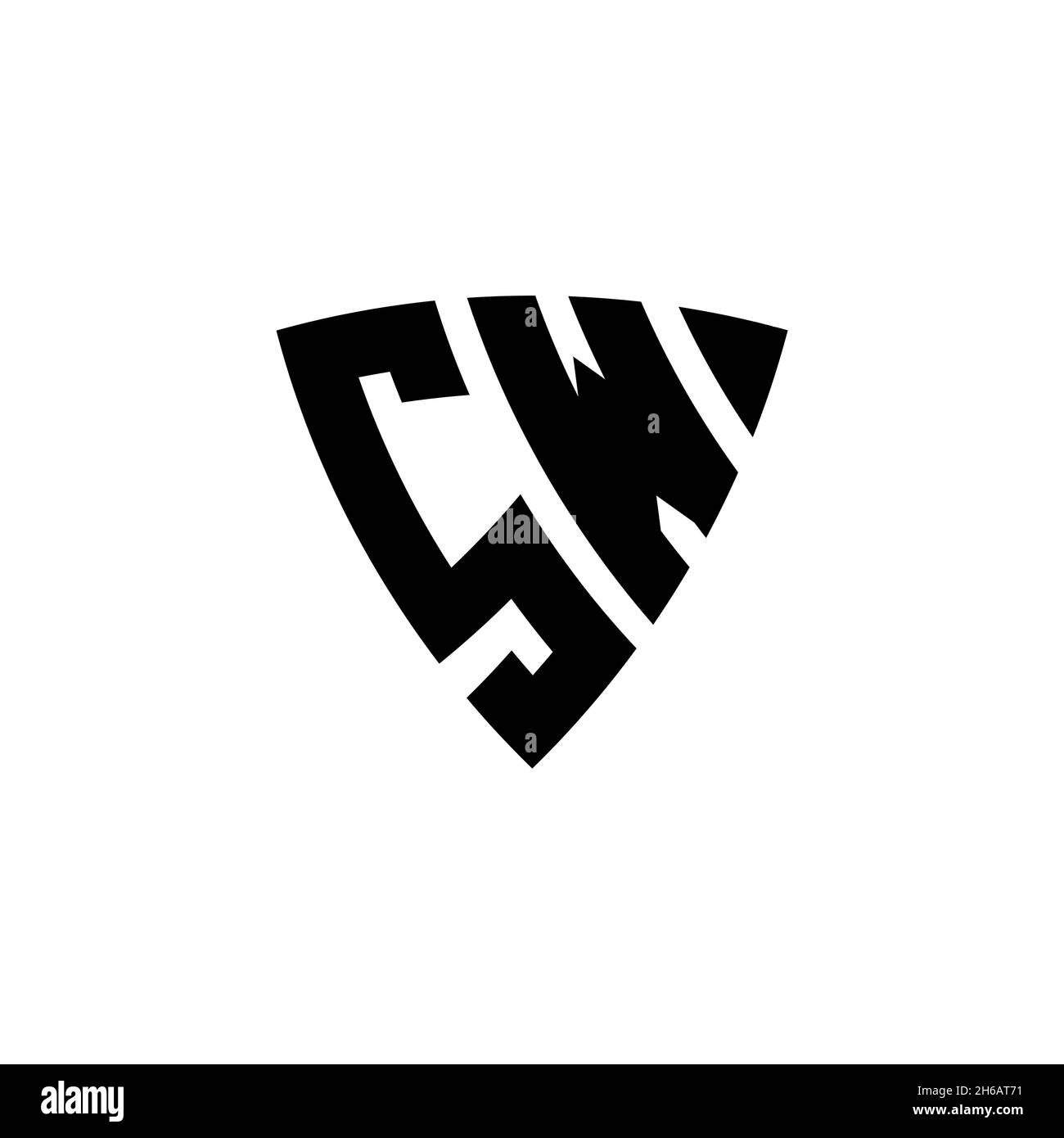 SW Monogram logo letter with triangle shield shape style design ...