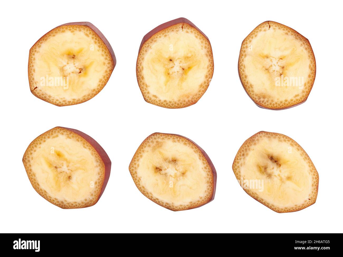 sliced red banana path isolated on white Stock Photo - Alamy