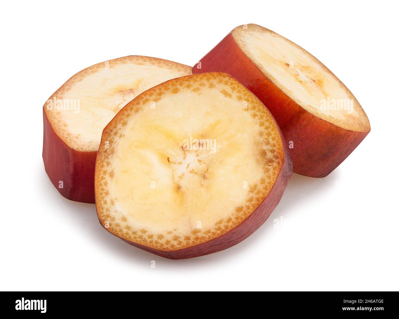 sliced red banana path isolated on white Stock Photo - Alamy