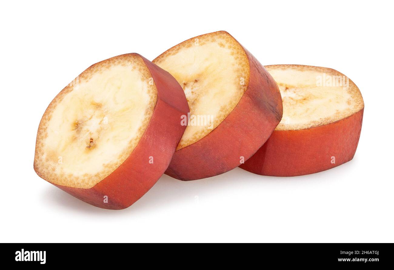 sliced red banana path isolated on white Stock Photo - Alamy