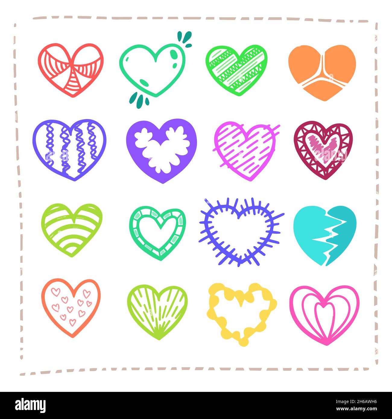 Hand drawn amazing Colorful Hearts Vector Stock Vector Image & Art - Alamy