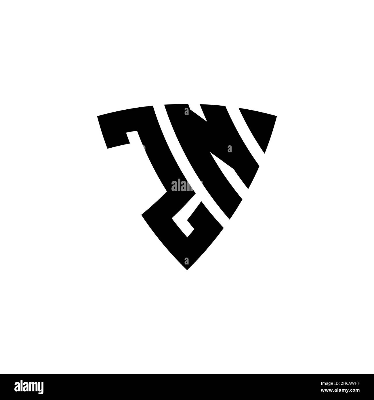 ZN Monogram logo letter with triangle shield shape style design ...