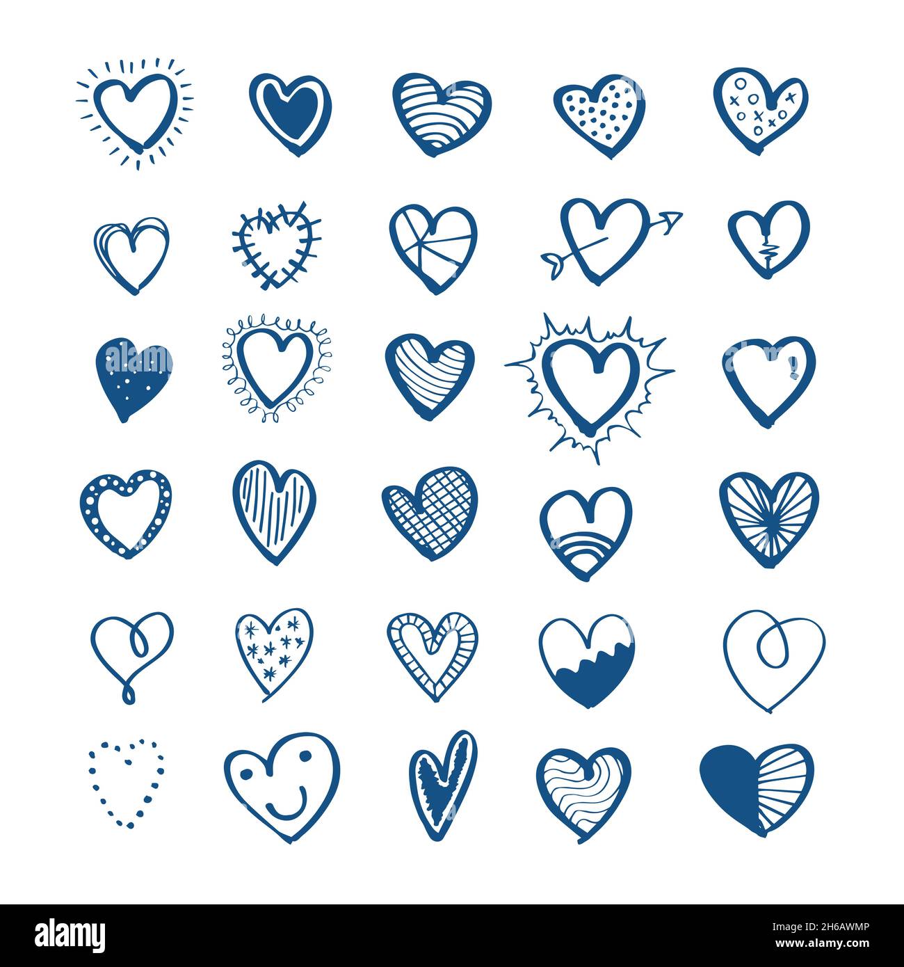 Hand drawn cute vector hearts in different styles Stock Vector Image ...