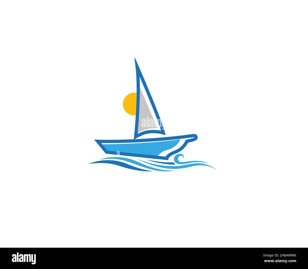 Creative Blue Yacht Boat Logo Design Vector Symbol Illustration Stock ...