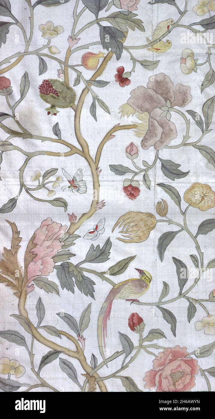 Panel (Furnishing Fabric), France, 18th century. Pattern of birds ...