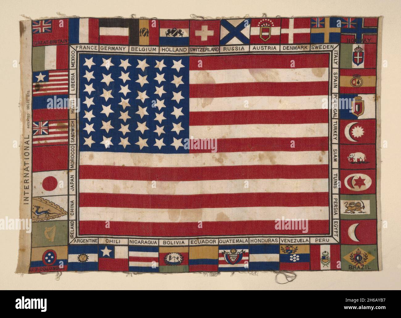 Panel (Furnishing Fabric), United States, 1876. The stars and stripes ...