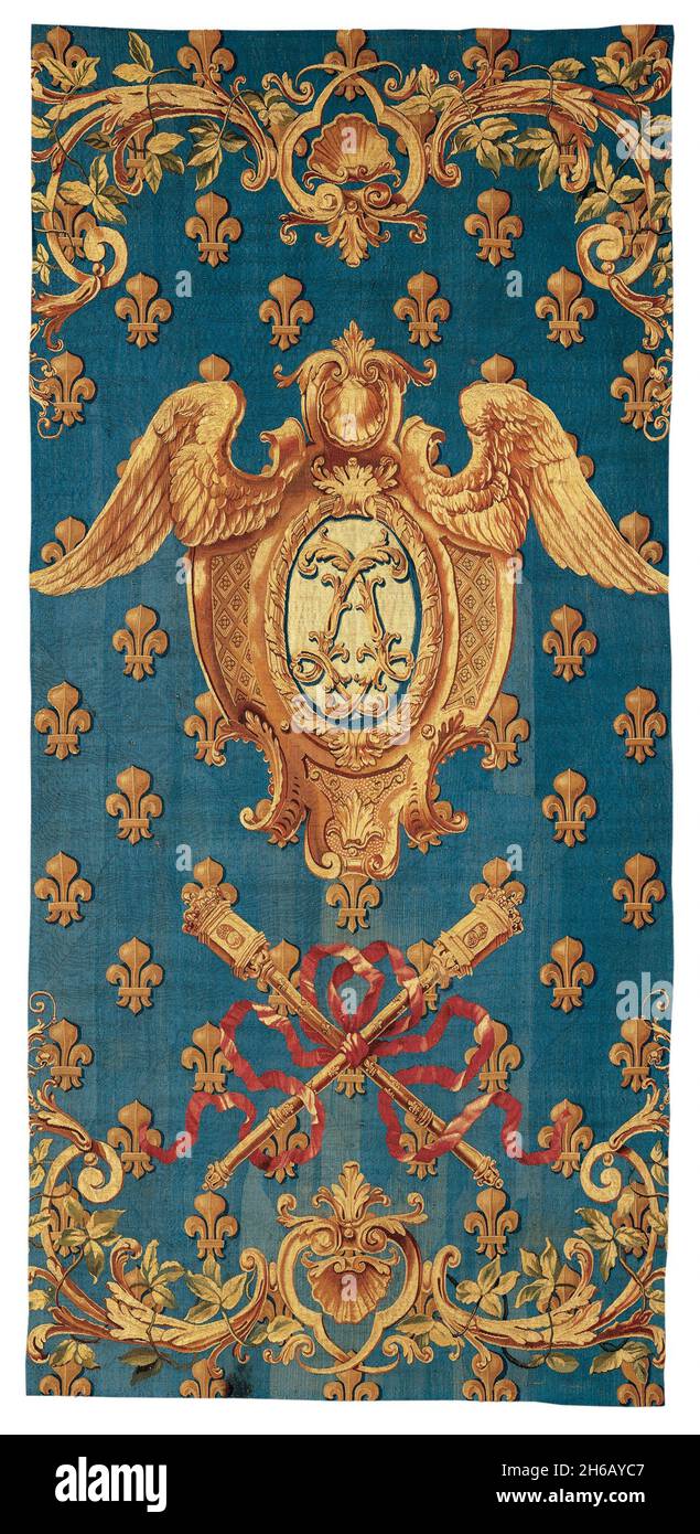 Chancellerie, France, 1718/21. Winged crest and crossed maces on a ...