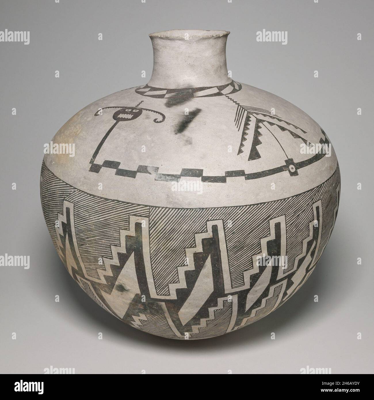 Jar with Horned Serpents and Interlocking, Hatched-and-Black Stepped ...