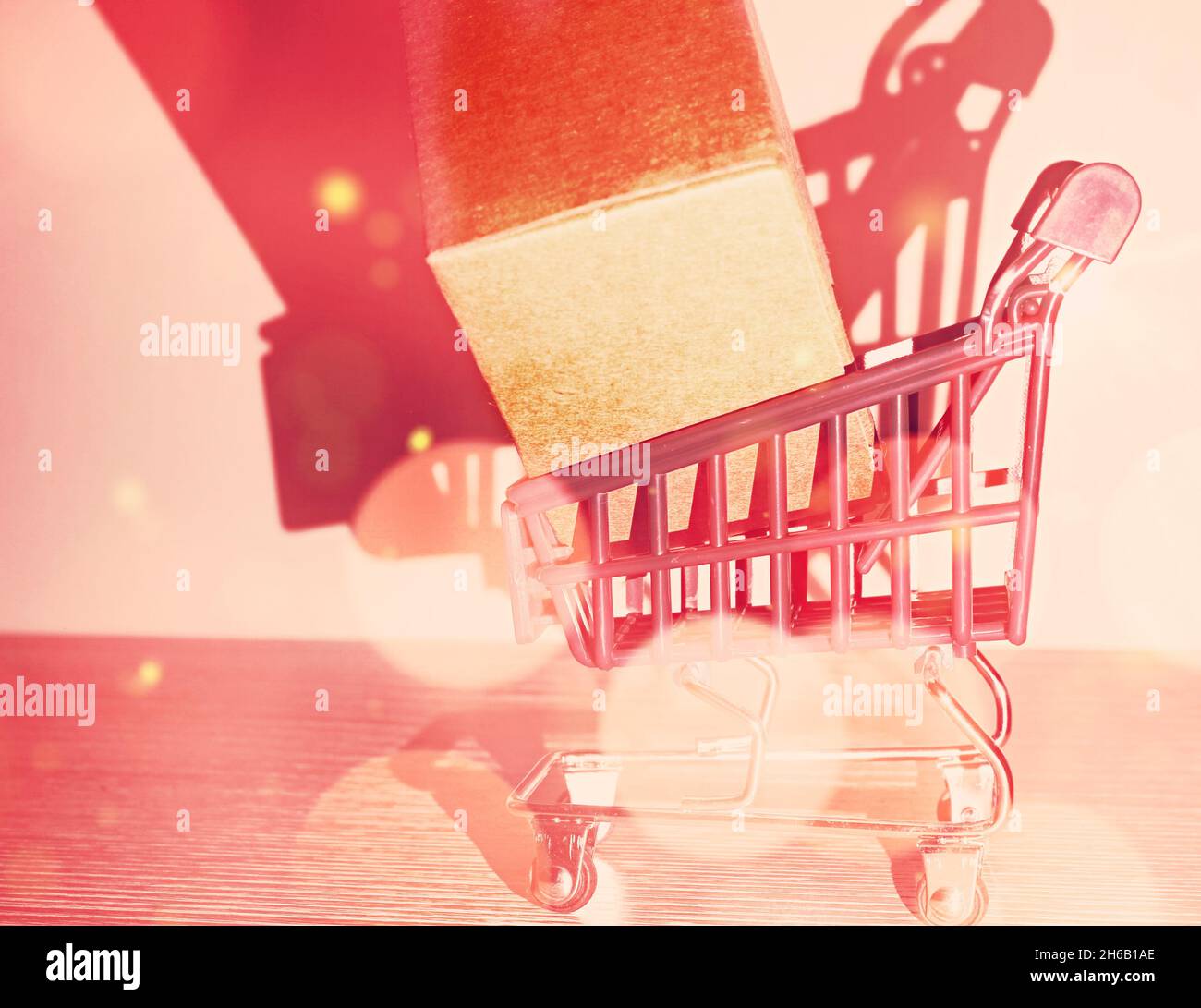 Shopping cart with a big box inside , concept of marketing Stock Photo ...