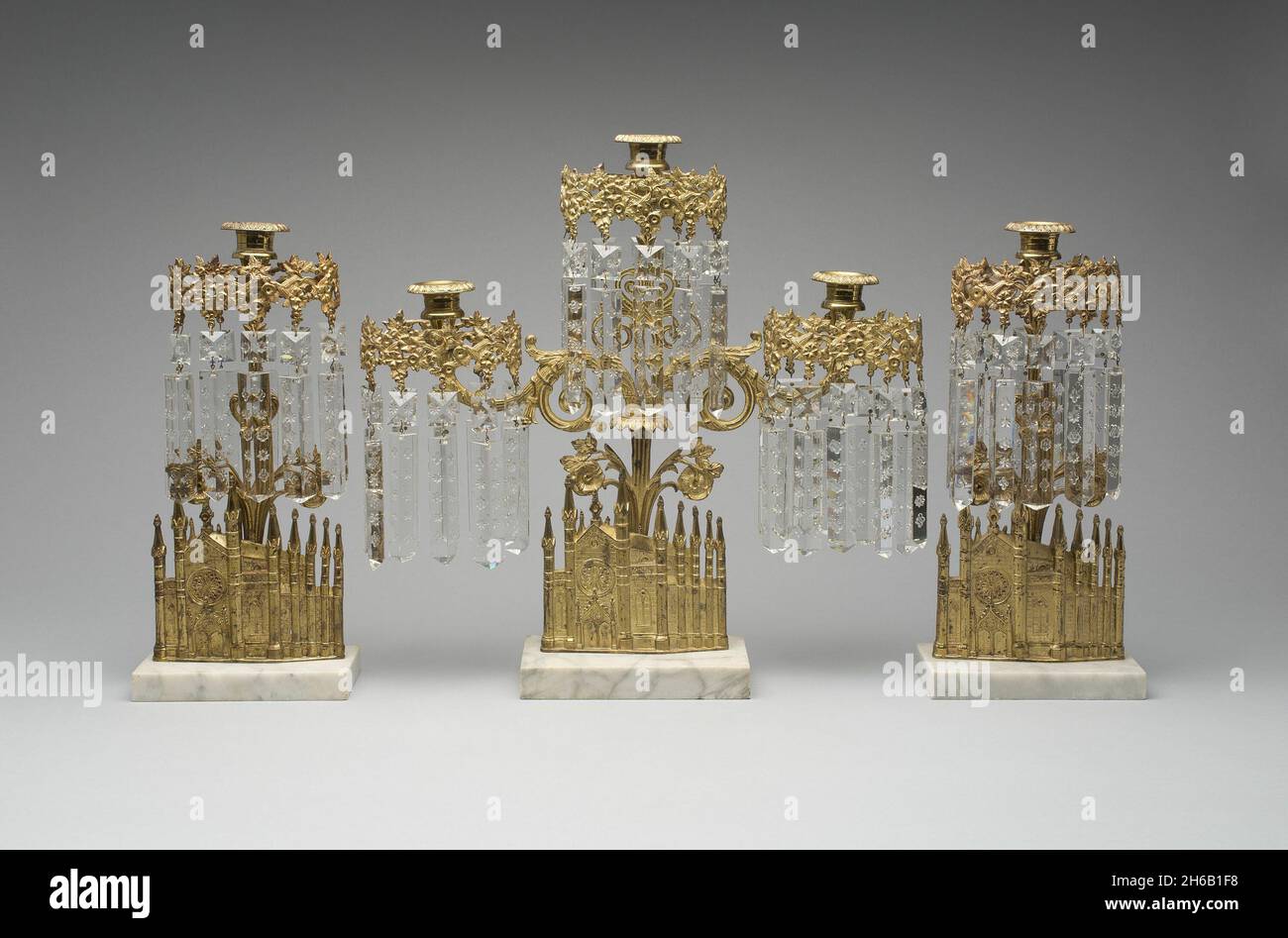 Girandoles, designed 1849. Candleholders with Gothic cathedral design ...