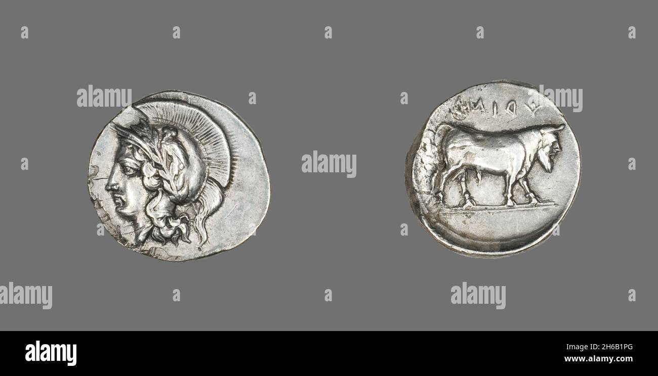Didrachm (Coin) Depicting the Goddess Athena, 400-335 BCE Stock Photo ...