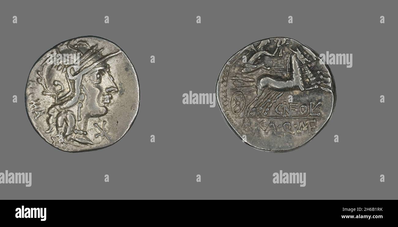 Denarius (Coin) Depicting the Goddess Roma (?), 117-116 BCE Stock Photo ...
