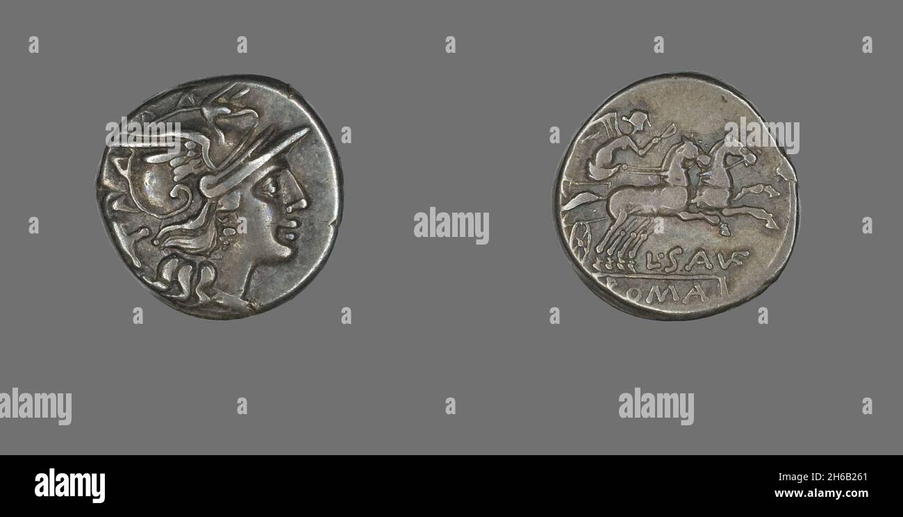 Denarius (Coin) Depicting the Goddess Roma, 200 or 152 BCE Stock Photo ...