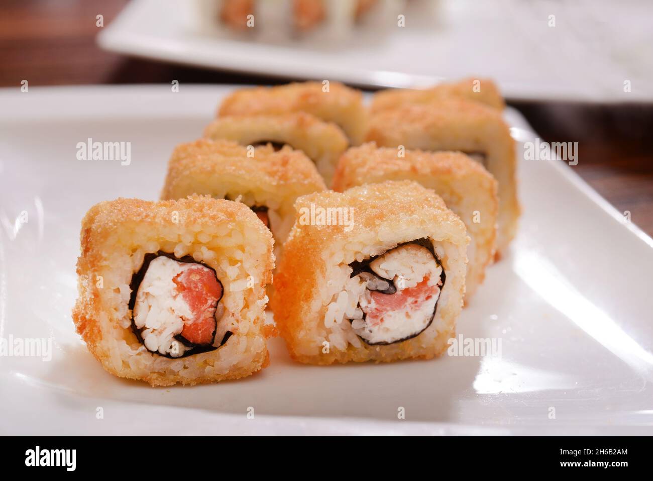 Sushi maybe with tuna(salmon) and cheese. Sushi in Russia is more ...