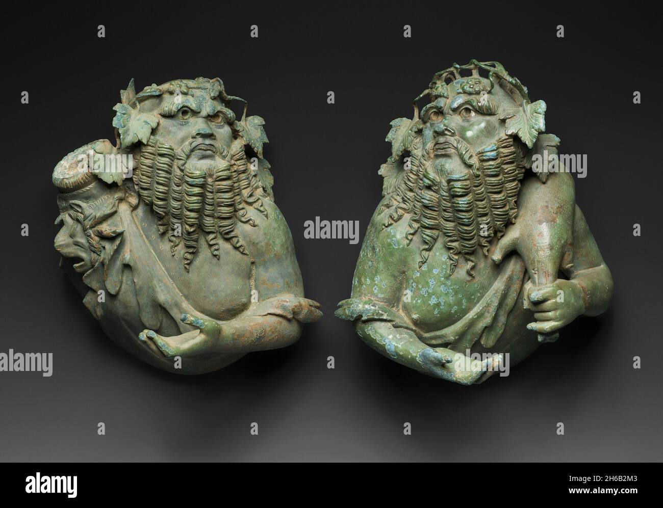 Attachments Depicting Busts of Silenoi, Mid-1st century BCE-mid-1st ...