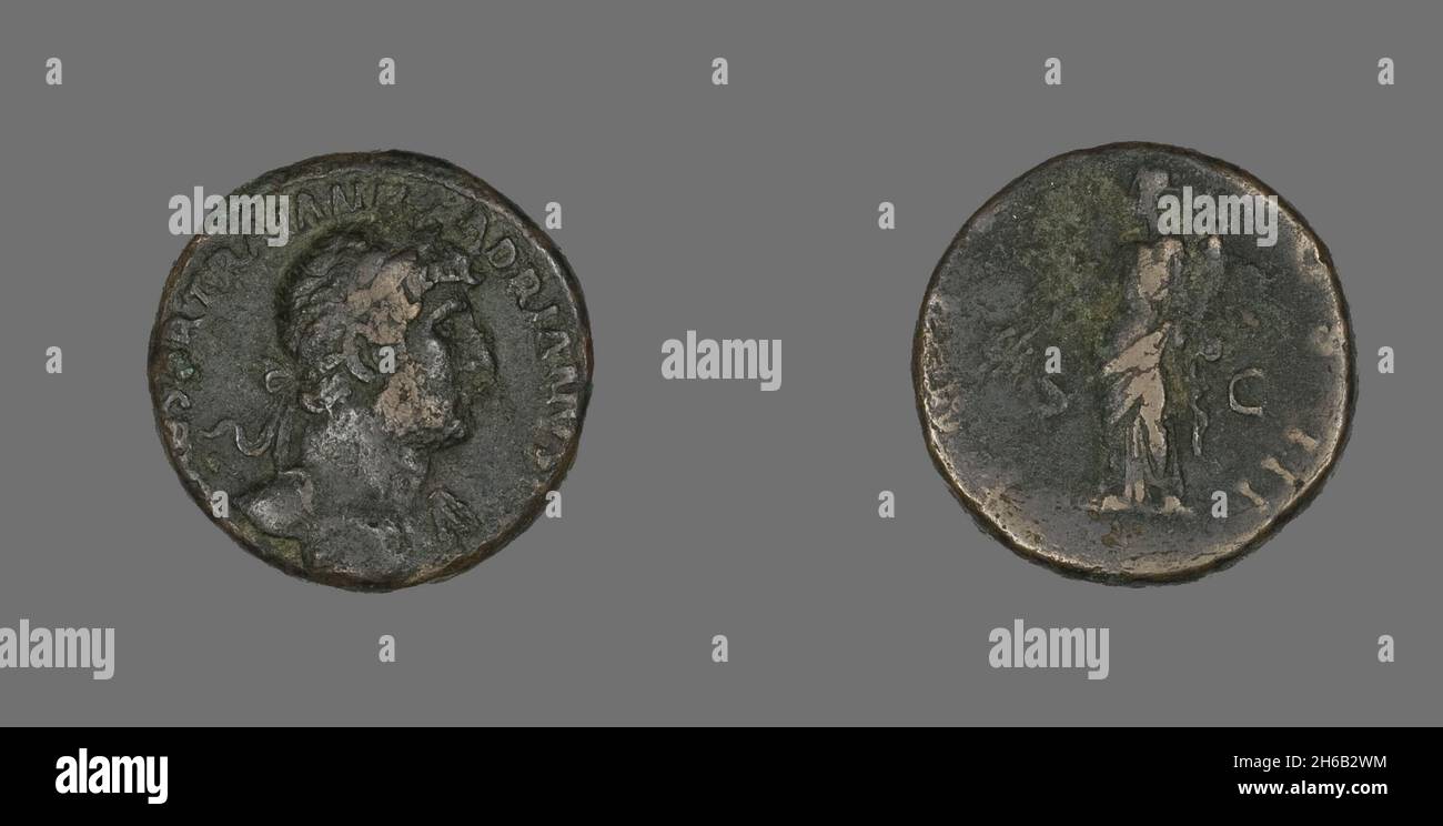 As (Coin) Portraying Emperor Hadrian, 119-125 Stock Photo - Alamy