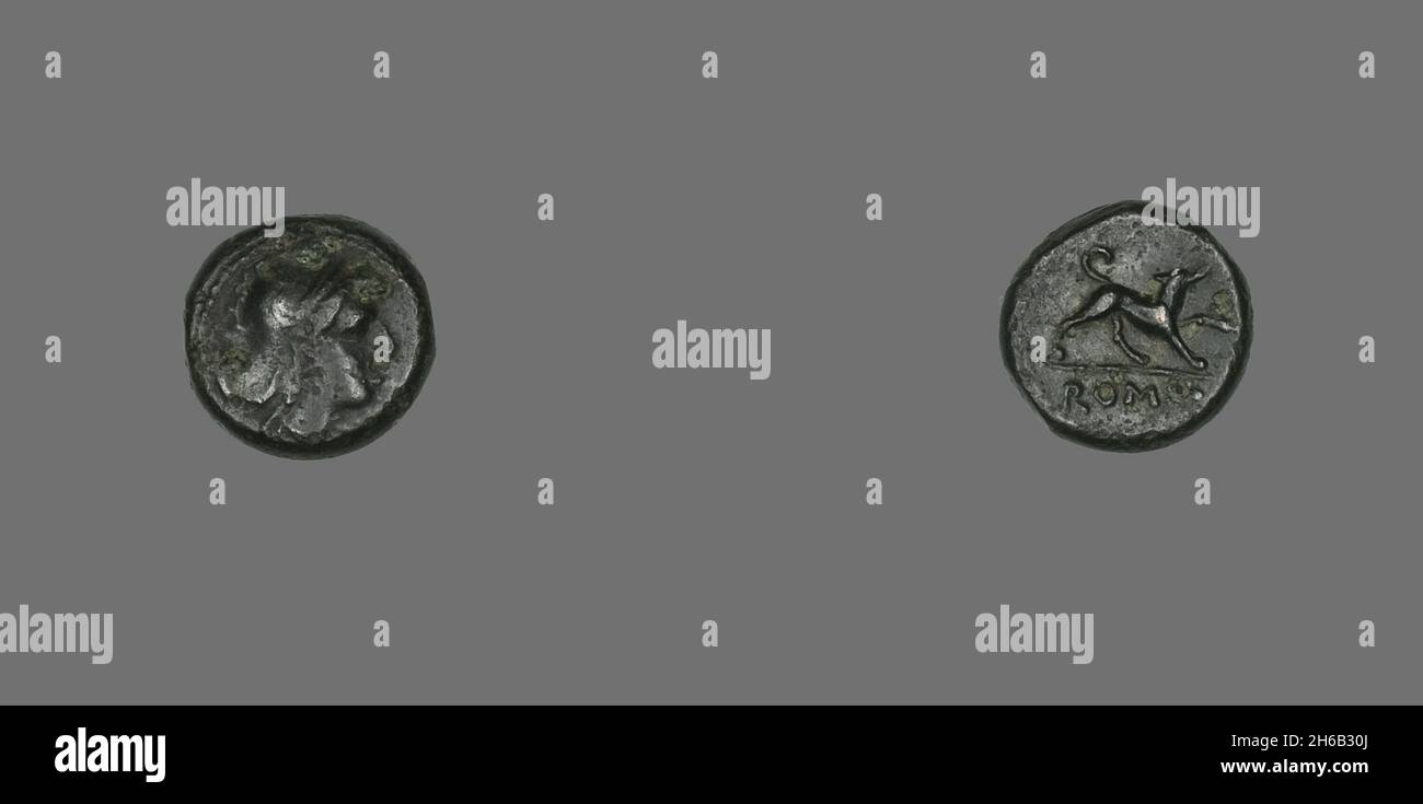 Half-Litra (Coin) Depicting the Goddess Roma, 234-231 BCE Stock Photo ...