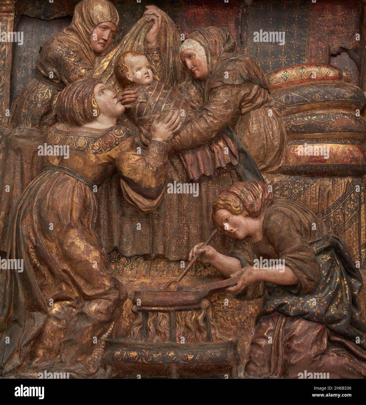 The Birth of Saint John the Baptist, About 1525. Detail from a larger ...