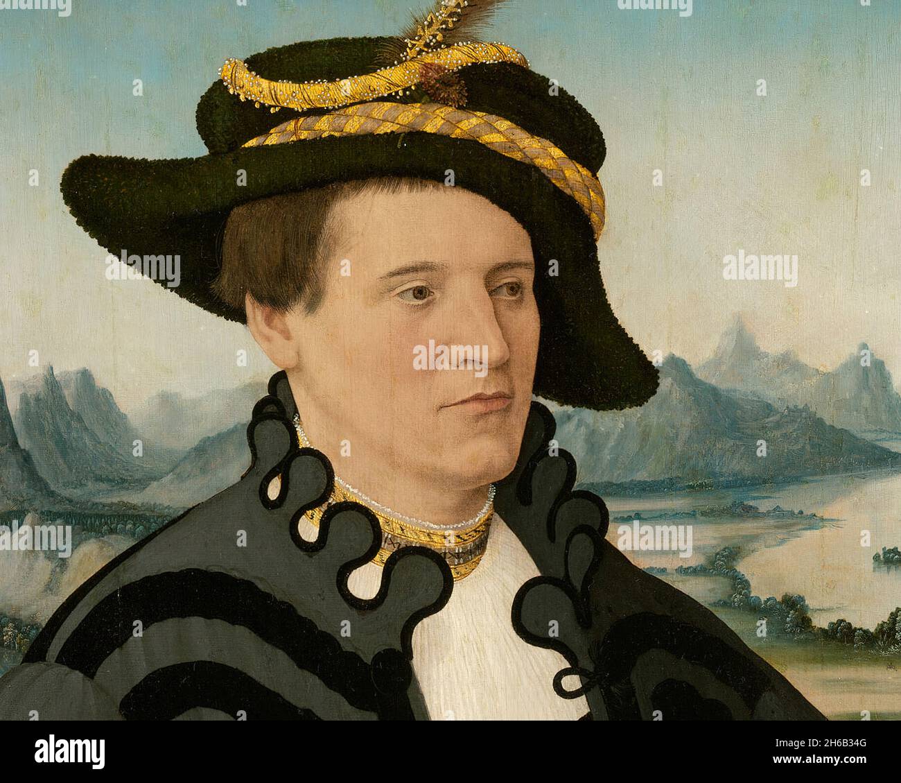 Portrait of Fridrich Rorbach, 1532. Detail from a larger artwork Stock ...