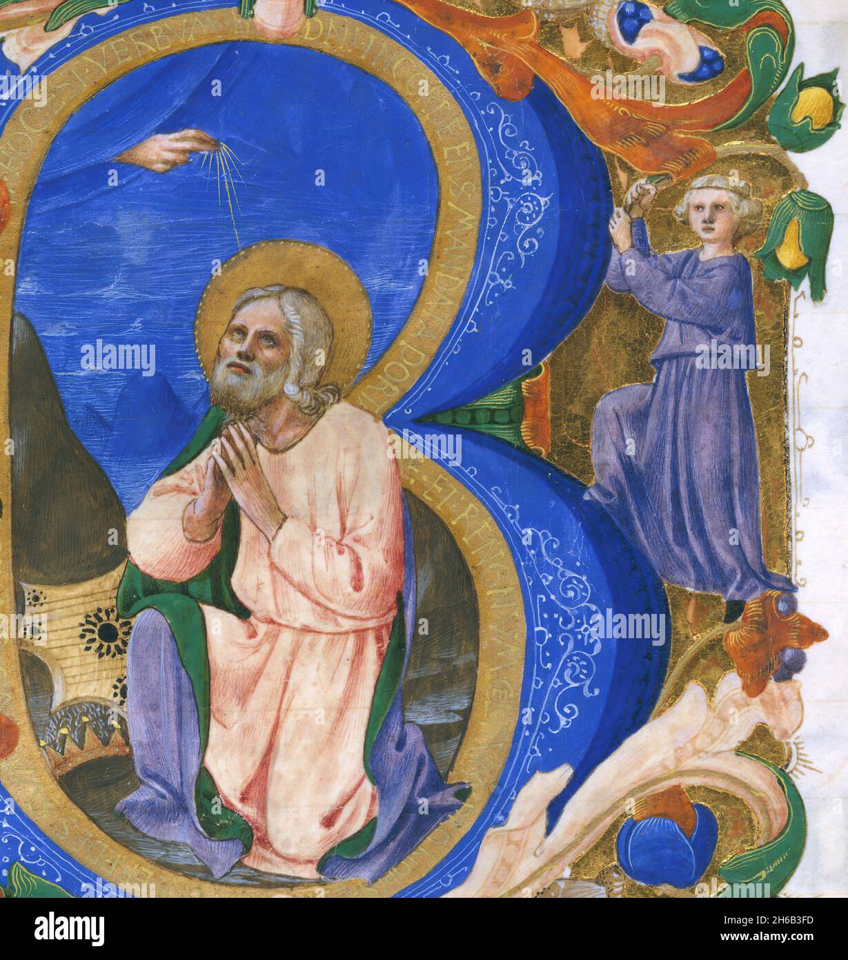 King David in Prayer in an Initial B, ca. 1450. Detail from a larger ...