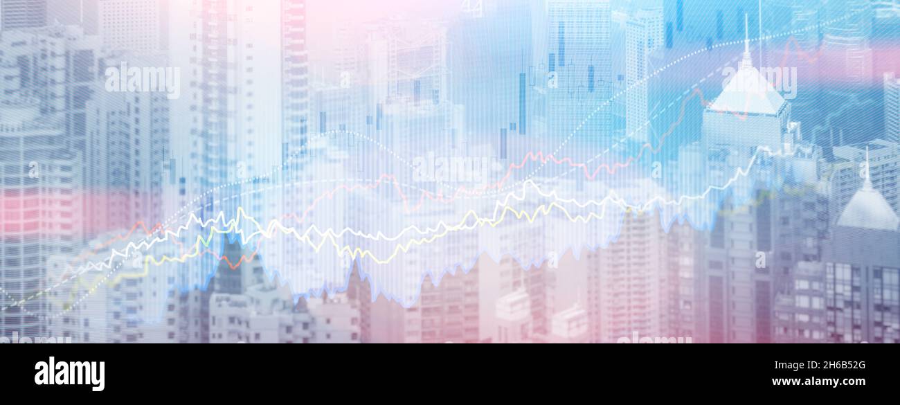 Smart city and stats concept with growing digital graphs and diagram on ...
