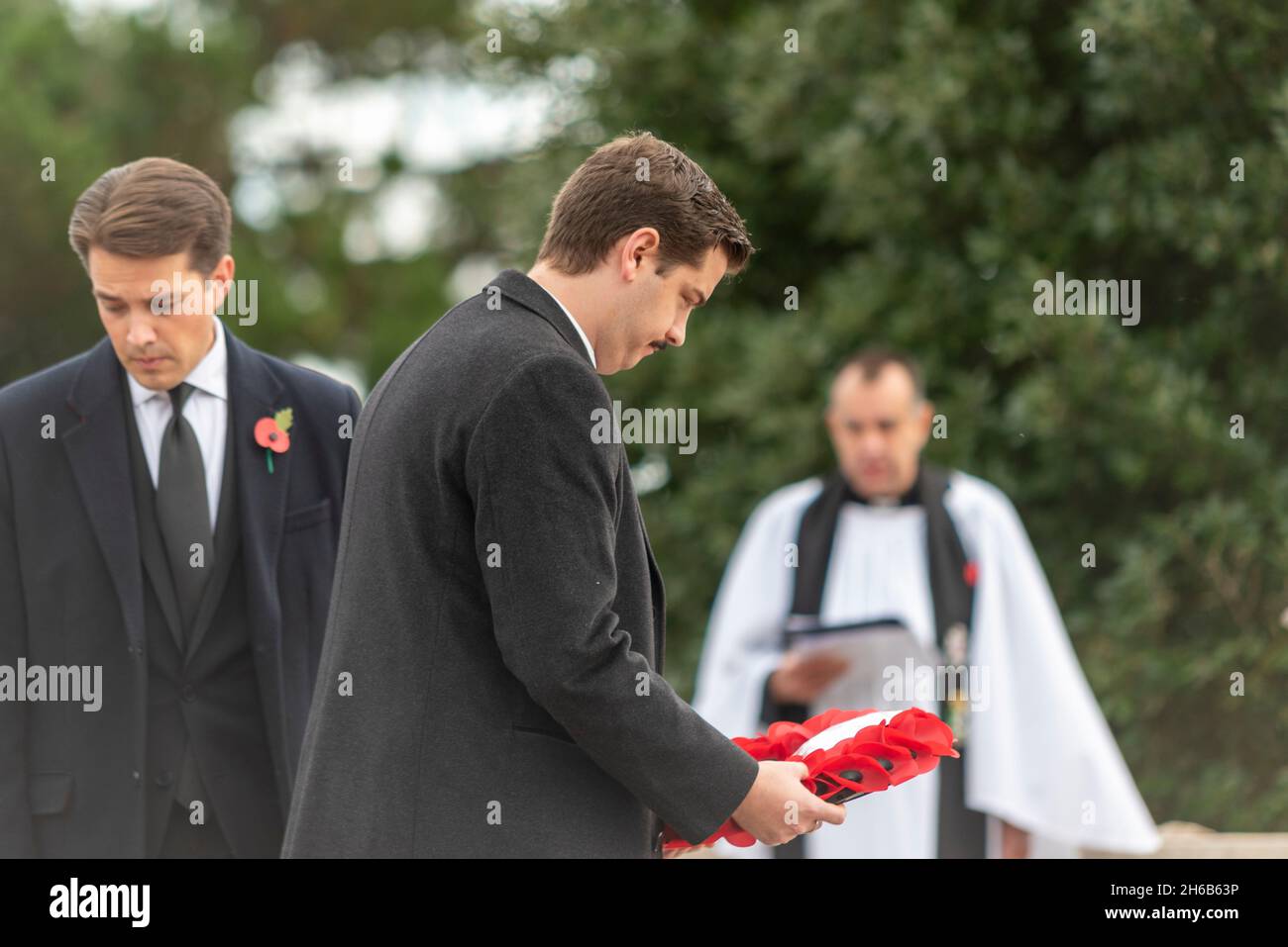 Labour's Aston Line laying a wreath at the Remembrance Sunday service ...