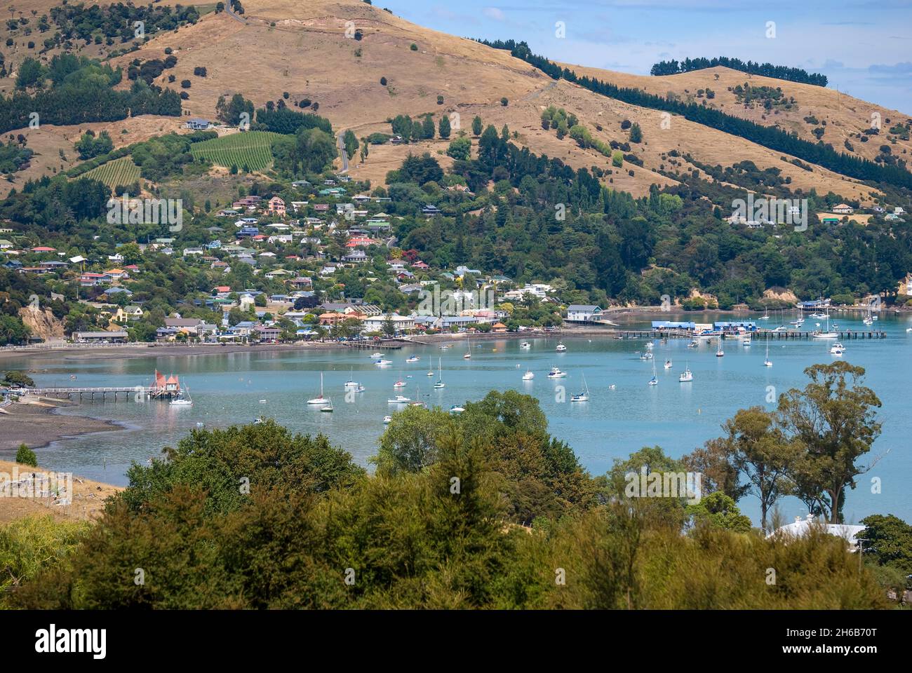 Harbour view, French Bay, Akaroa, Banks Peninsula, Canterbury, New ...